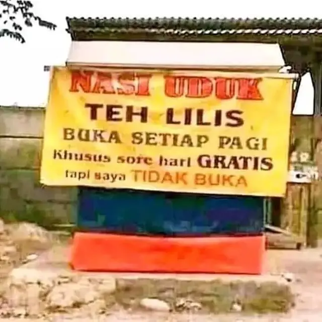 6 Tulisan Promo Makan Gratis Tapi Warung Tutup Ini Bikin Bingung Pembeli - Hot Liputan6.com