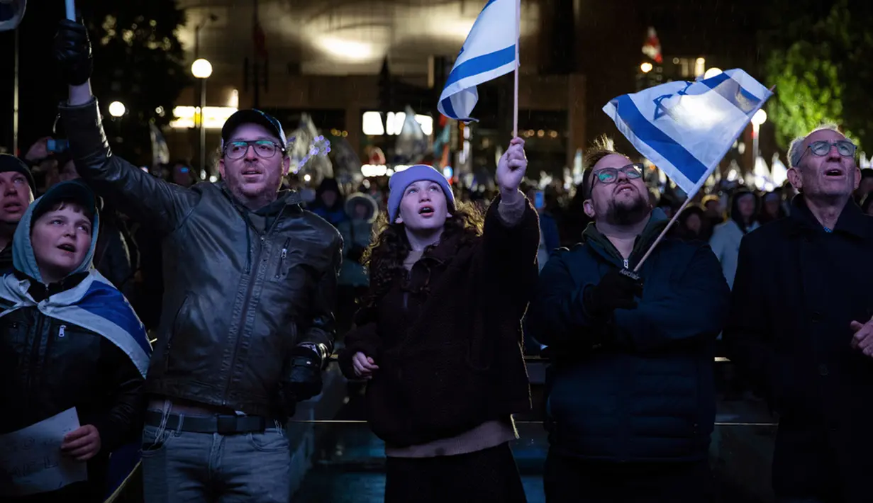 Massa Pendukung Palestina dan Israel Gelar Aksi Solidaritas di Kanada - Foto Liputan6.com