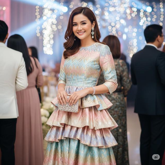 10 Rekomendasi Long Dress Brokat Pastel Siluet A-Line Elegan Terbaru ...