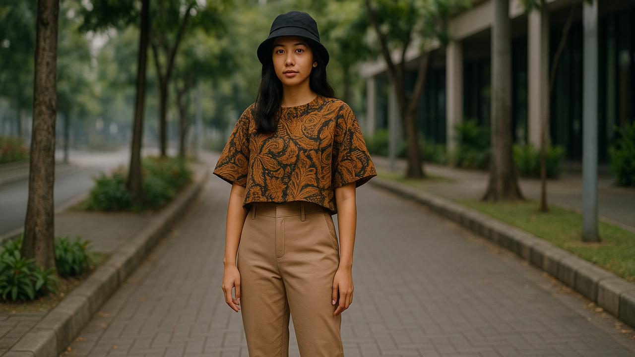 8 Model Batik Crop Top Dipadukan Celana High Waist, Gaya Etnik Modern ...