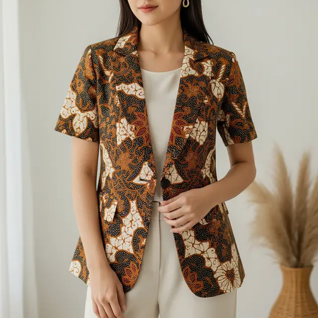9 Model Blazer Batik Kekinian, Stylish Dari Crop hingga Long Outer ...