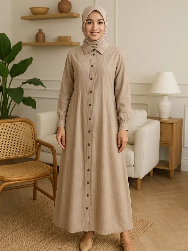 9 Model Gamis Katun yang Trendi 2025, Inspirasi Tampil Kekinian dan ...