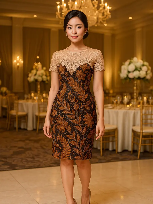 12 Rekomendasi Dress Batik Brokat Lengan Pendek yang Anggun untuk ...