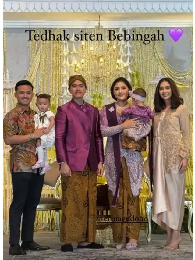 7 Pesona Kebaya Brokat Gradasi Ungu Erina Gudono di Acara Tedak Siten ...