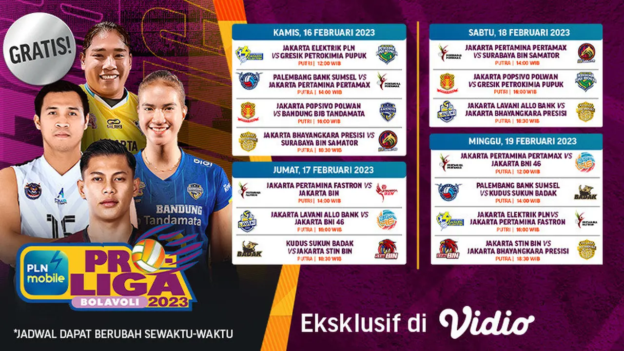 Jadwal Lengkap Proliga 2023 Putaran Tiga Yogyakarta Live Vidio 16 sampai 19 Februari 2023 - Bola ...