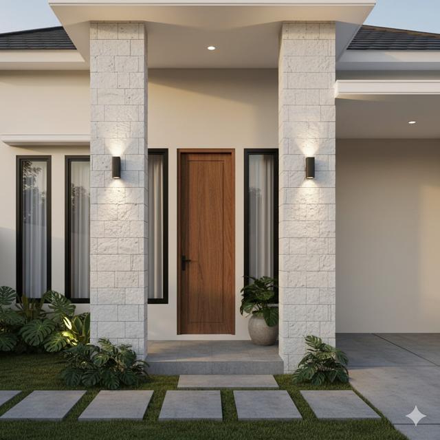 7 Gambar Rumah Minimalis dengan Pilar Batu Alam, Sentuhan Elegan untuk ...
