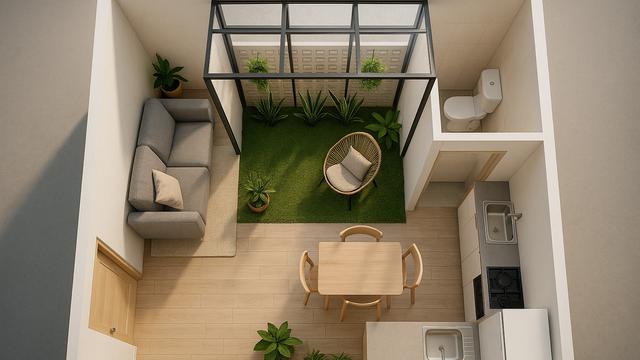 7 Model Rumah 5x6 Meter Minimalis dengan Taman Kecil di Dalam, Bikin ...