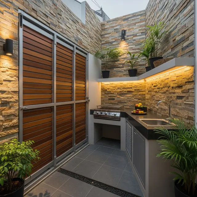 6 Desain Pagar Belakang Dekat Area Dapur Outdoor, Rumah Nyaman dan Modern