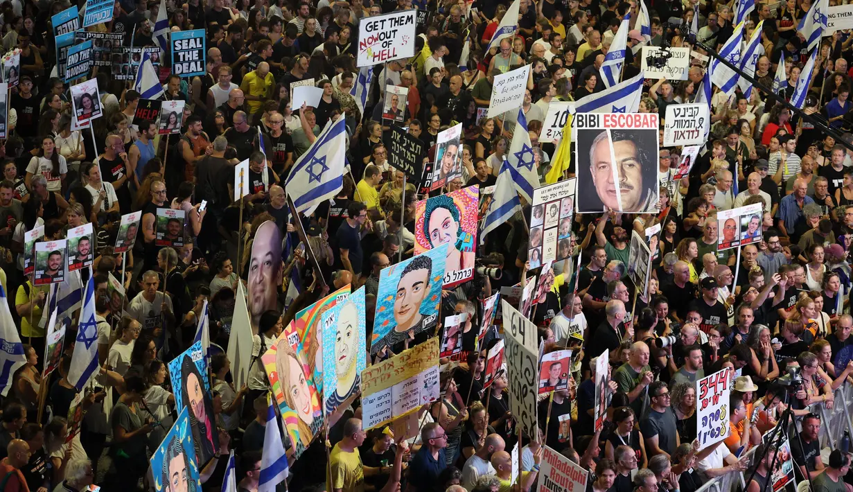 Tuntut Pembebasan Sandera, Ratusan Ribu Warga Israel Turun ke Jalan ...