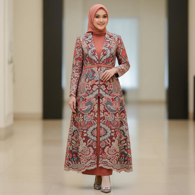 7 Model Gamis Brokat Blazer Panjang untuk Siluet Lebih Anggun dan ...
