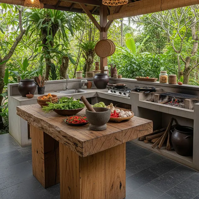 9 Desain Dapur Outdoor Gaya Rustic dari Kayu Lokal yang Hemat Biaya ...