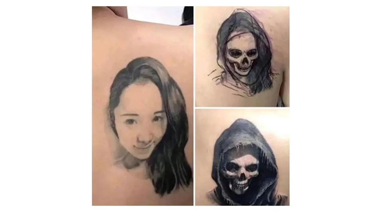 Efek Putus Cinta, 6 Tato Wajah Pacar Cewek Ini Diubah Jadi Seram