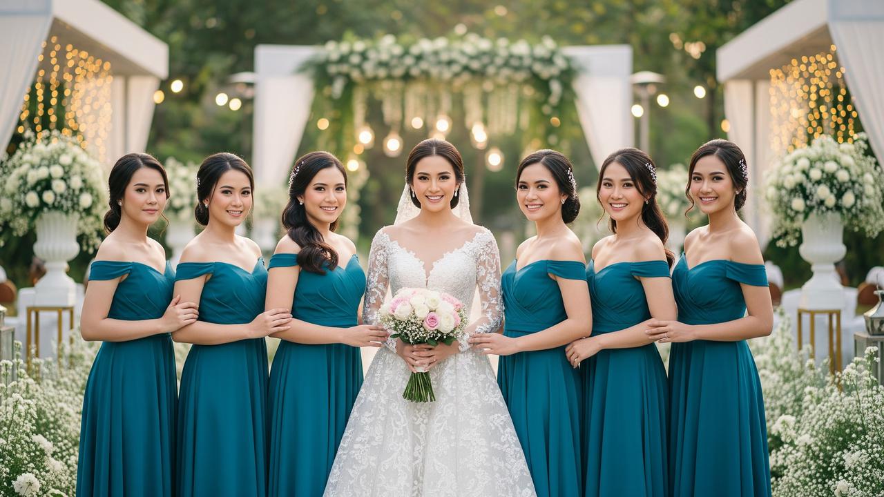 7 Model Baju Bridesmaid Emerald Blue, Terlihat Anggun dan Kompak