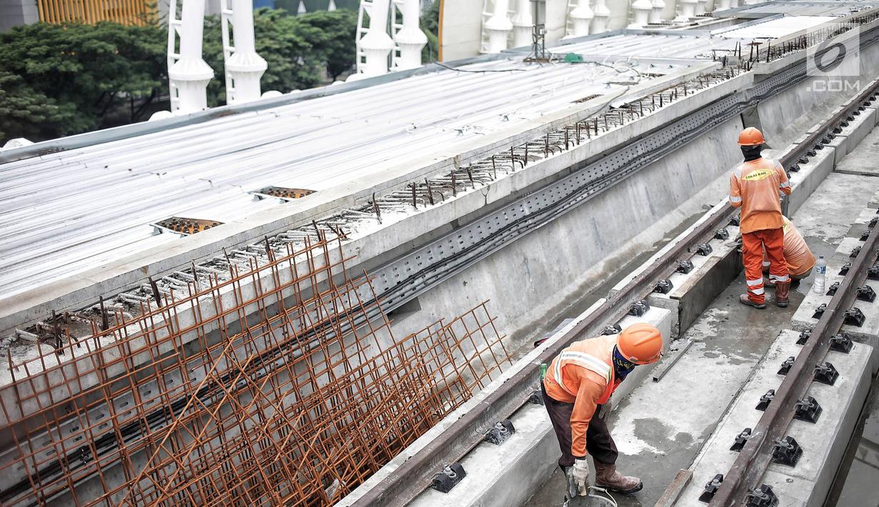 FOTO: Rampung April 2019, Begini Penampakan Pembangunan Stasiun LRT TMII