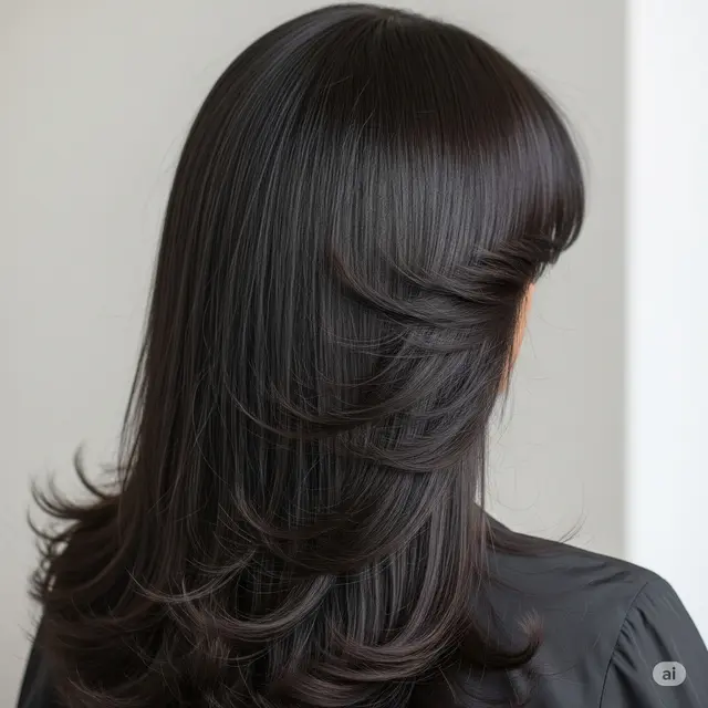 6 Model Rambut Layer Panjang Lurus Tampak Belakang yang Sedang Tren ...