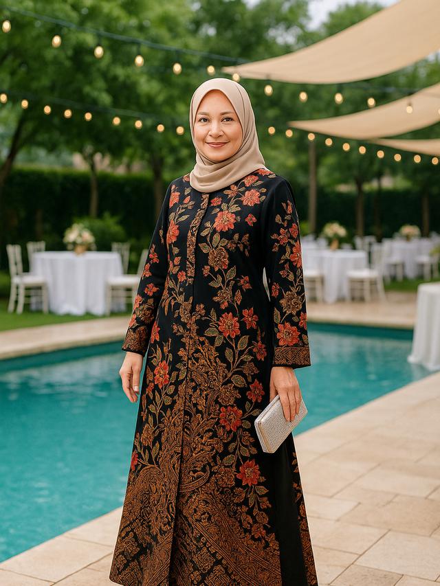 7 Gamis Abaya Motif Bunga untuk Kondangan Ibu-ibu Usia 50 Tahunan, Gaya ...