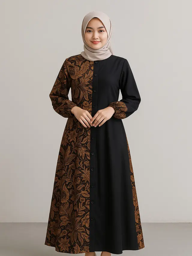 7 Model Gamis Batik Kombinasi Full Kancing Terpopuler 2025, Modis dan ...
