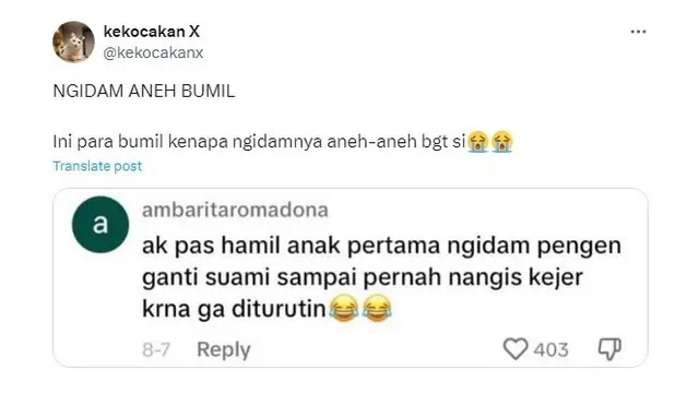 8 Curhatan Netizen saat Ngidam Ini Random Banget, Bikin Geleng Kepala - Hot Liputan6.com