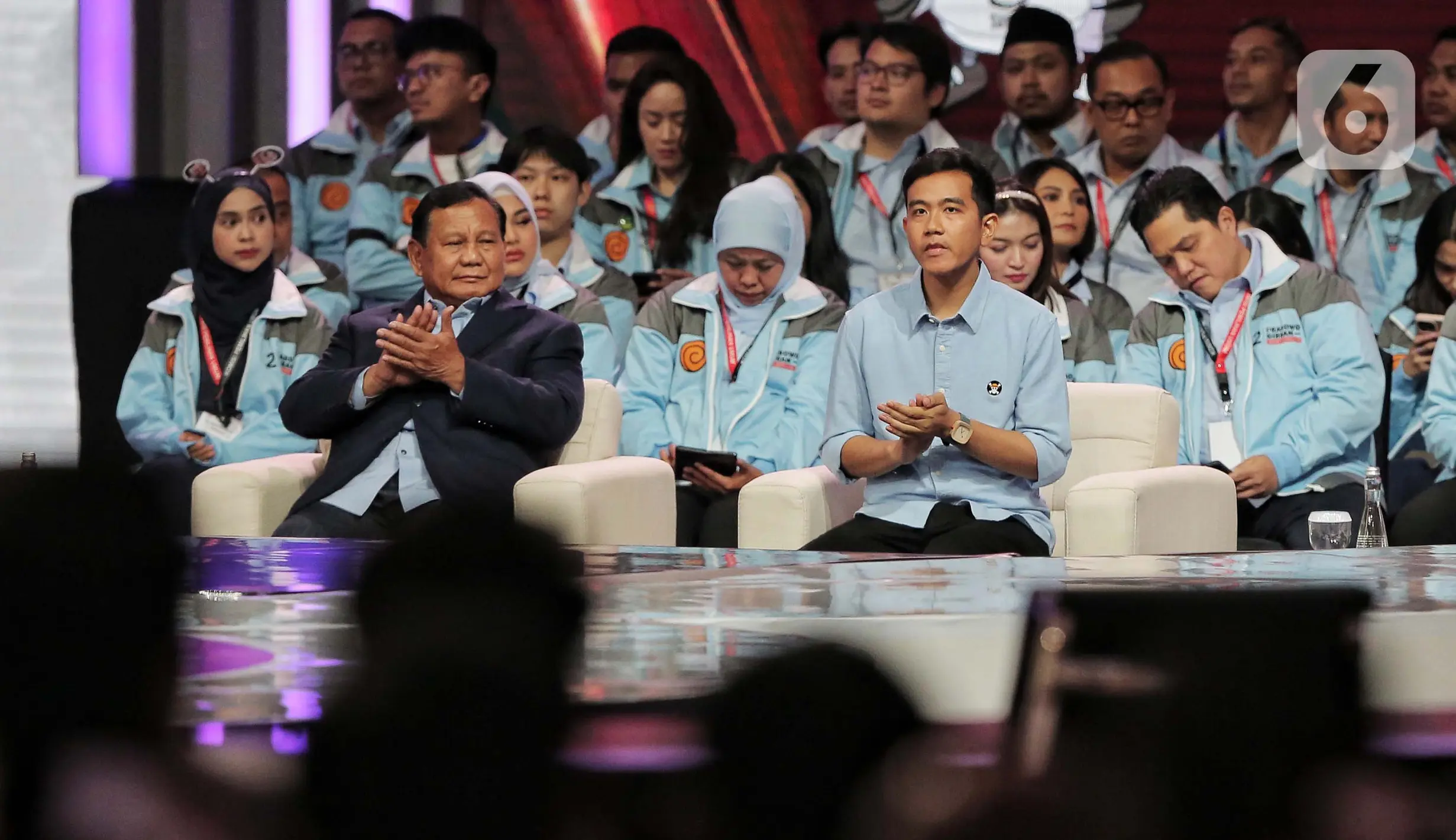 Penampilan Prabowo-Gibran di Debat Keempat Capres-Cawapres Pemilu 2024 - Foto Liputan6.com