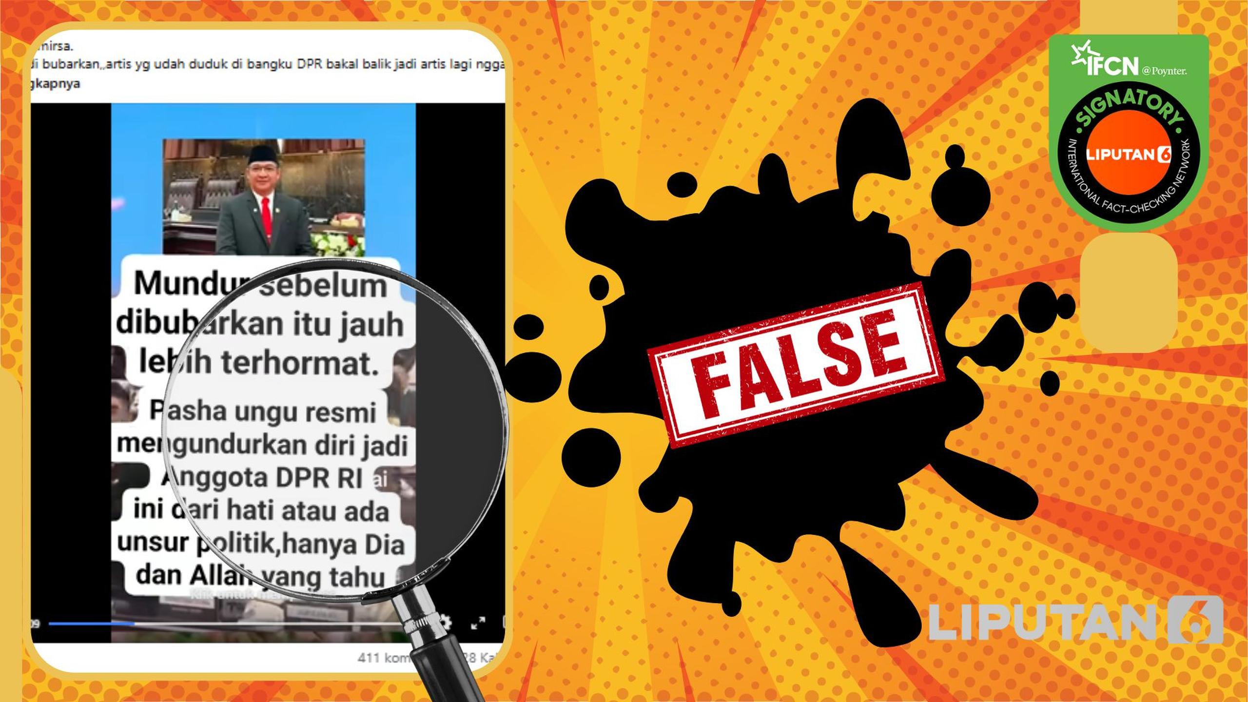 Cek Fakta: Tidak Benar Pasha Ungu Mundur dari Jabatan Anggota DPR RI