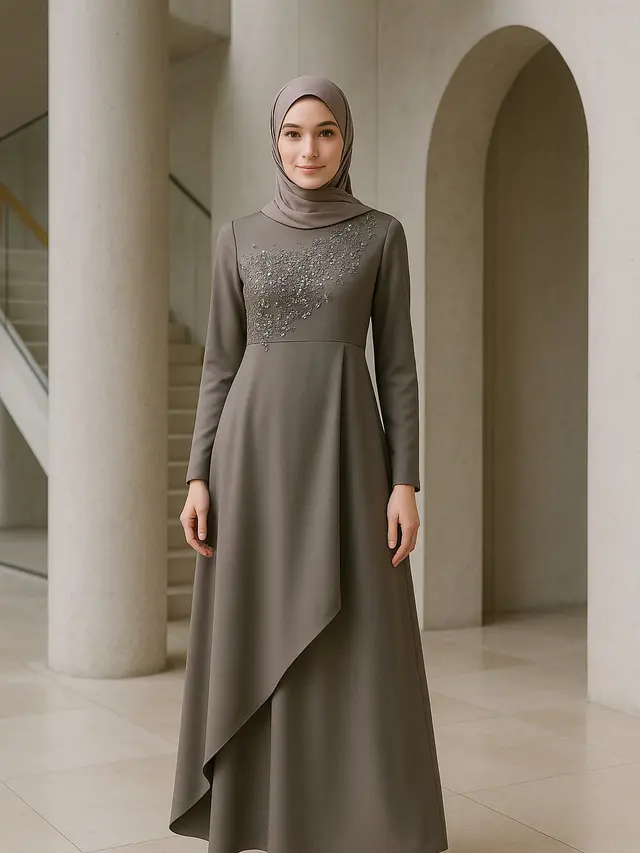 8 Model Gamis Payet di Dada Simple yang Cantik dan Anggun - Hot ...