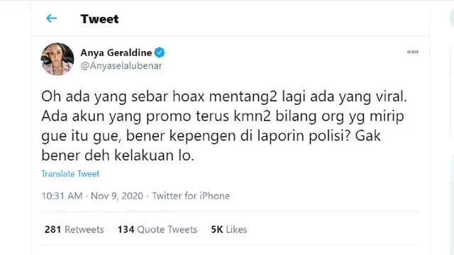 Klarifikasi Anya Geraldine Soal Video Syur yang Disebut Mirip Dirinya - ShowBiz Liputan6.com