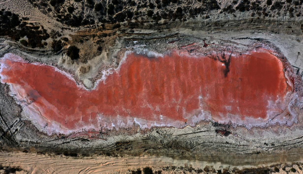 FOTO: Penampakan Danau Merah Muda di UEA yang Viral - Foto Liputan6.com