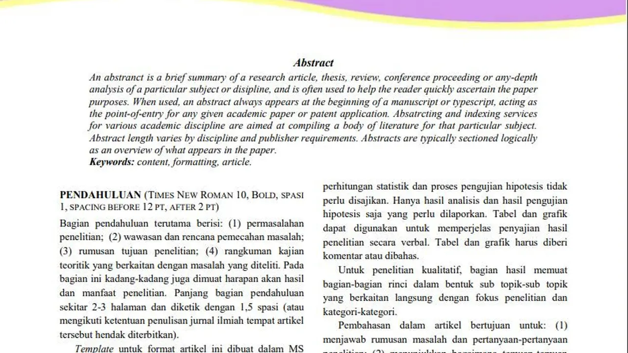 Contoh Paper untuk Diterbitkan di Jurnal Ilmiah, Ini Format dan ...