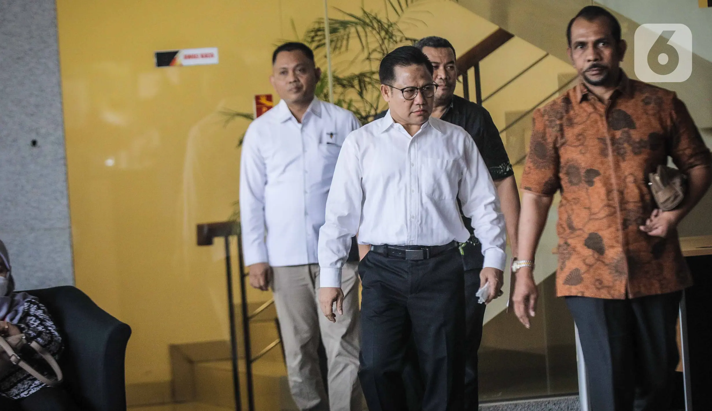 Momen Cak Imin Tiba di KPK Sebagai Saksi Korupsi Kemnaker - Foto Liputan6.com