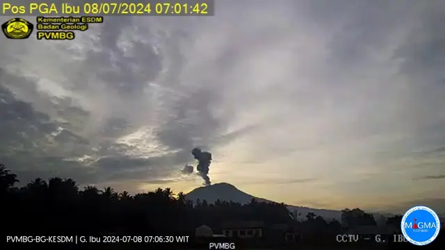 Gunung Ibu Masih Terus Erupsi, Semburkan Abu Vulkanik 1.000 Meter Senin Pagi 8 Juli 2024 ...