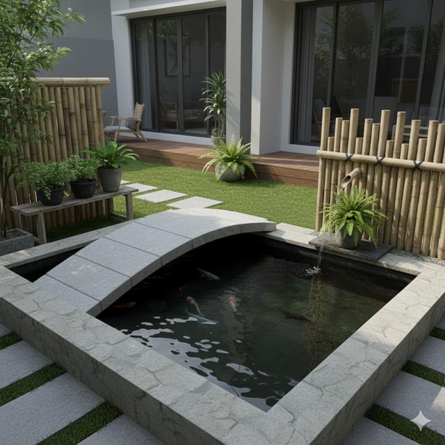 8 Model Kolam Ikan Batu Alam dan Bambu yang Murah tapi Elegan di ...
