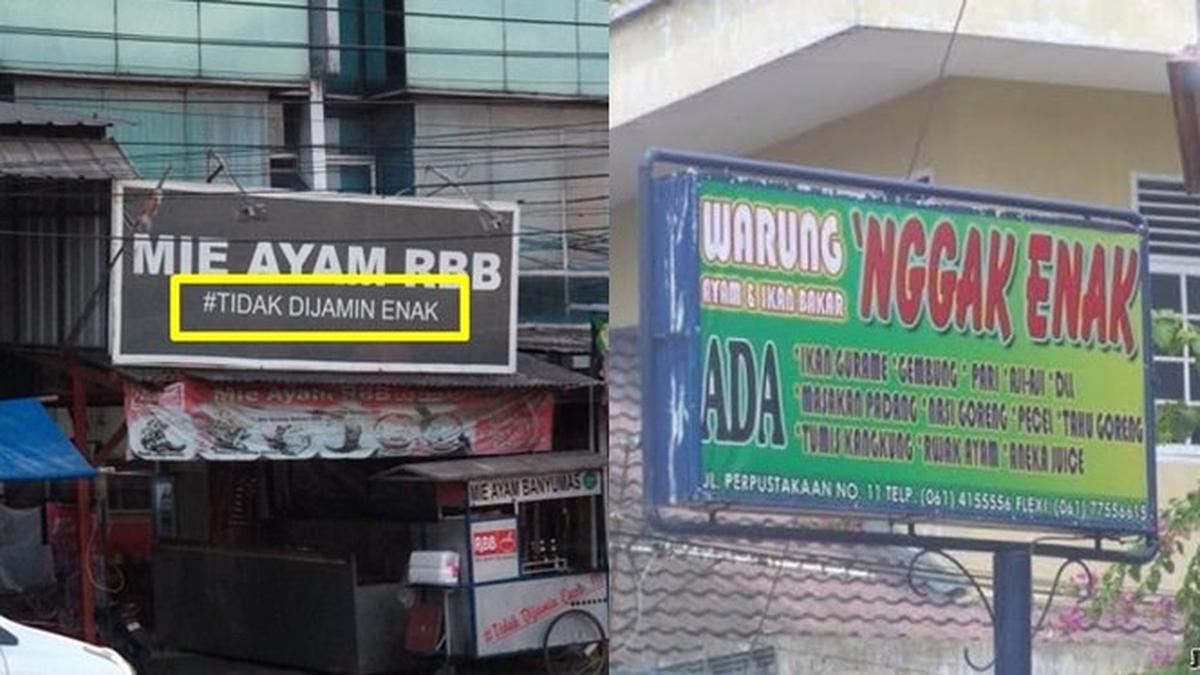 6 Spanduk Warung 'Kurang Enak' Ini Bikin Tepuk Jidat - Hot Liputan6.com