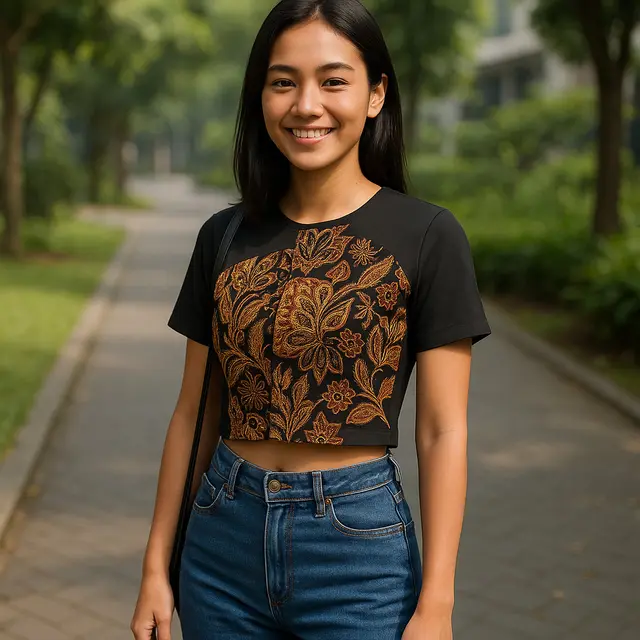 7 Model Crop Top Batik Lengan Pendek, Gaya Tradisional yang Makin ...