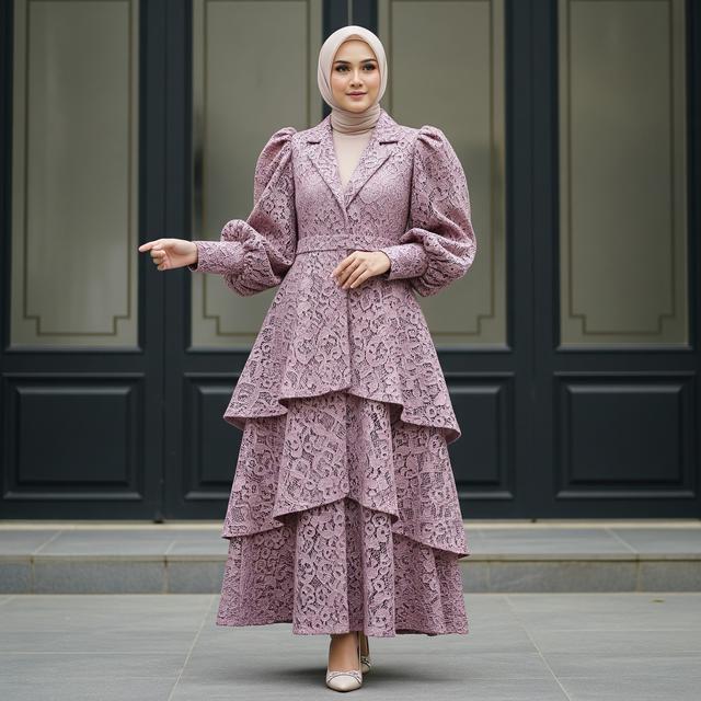 7 Model Gamis Blazer Brokat Lengan Balon Terbaru 2025, Tampilan Feminin ...
