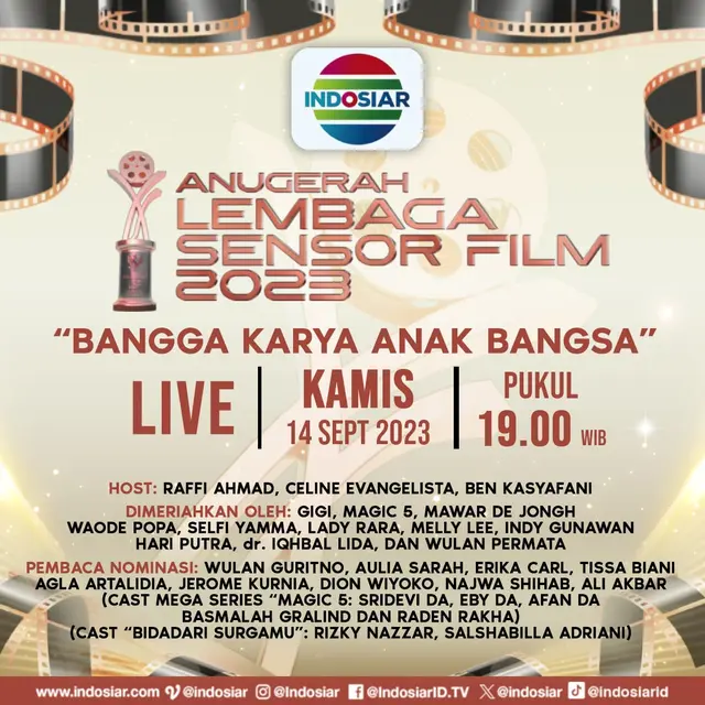 LSF Gelar Anugerah Lembaga Sensor Film 2023, Tayang 14 September di ...