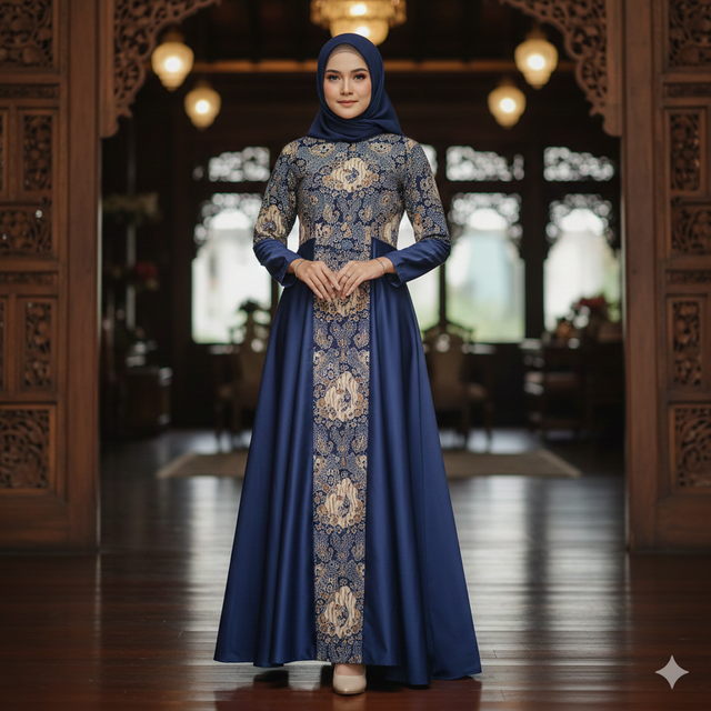7 Model Gamis Batik Kombinasi Kain Polos Terbaru, Tampil Elegan tanpa ...