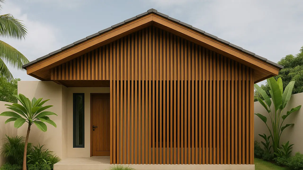 7 Model Rumah Minimalis dengan Lisplang dan Kisi-Kisi Kayu Vertikal ...