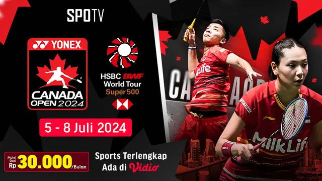 Jadwal Live Streaming BWF Canada Open 2024 di Vidio, 5-8 Juli 2024 - Ragam Bola.com