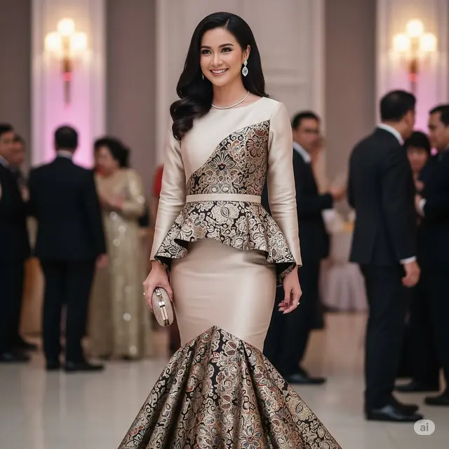 Tampil Anggun dengan 15 Model Dress Polos Terbaru Kombinasi Brokat yang ...