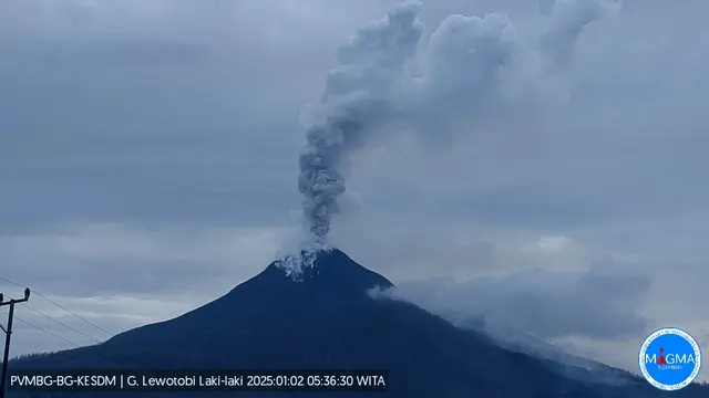 Gunung Lewotobi Laki-Laki Meletus Lagi Kamis 2 Januari 2025, Semburkan Abu Vulkanik 1.000 Meter ...