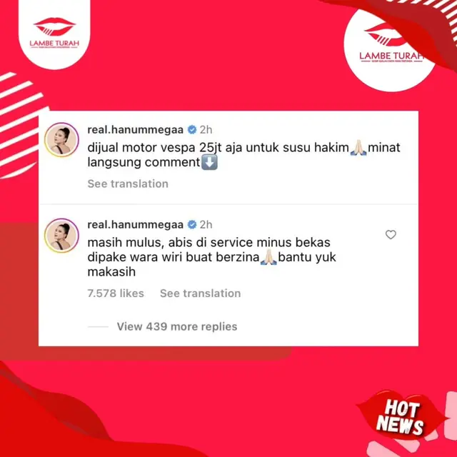 Hanum Mega Jual Motor Bekas Diduga Dipakai Suami Wara-wiri Zina Rp25 ...
