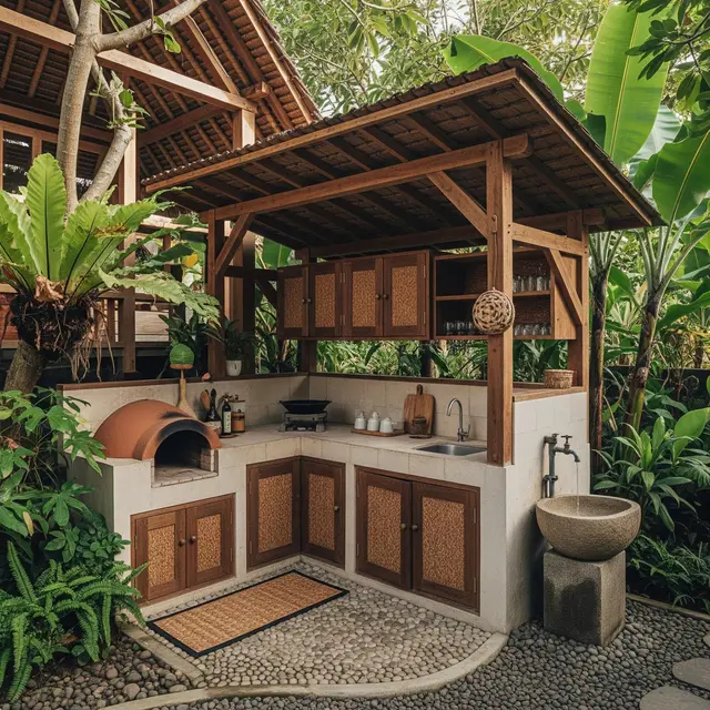 9 Desain Dapur Outdoor Gaya Rustic dari Kayu Lokal yang Hemat Biaya ...