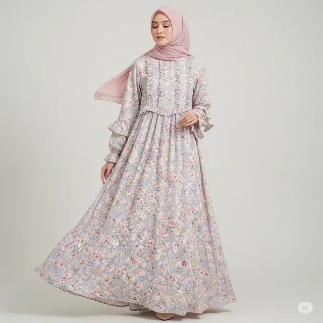 9 Model Baju Gamis Motif Bunga Terbaru yang Wajib Kamu Coba di Tahun ...