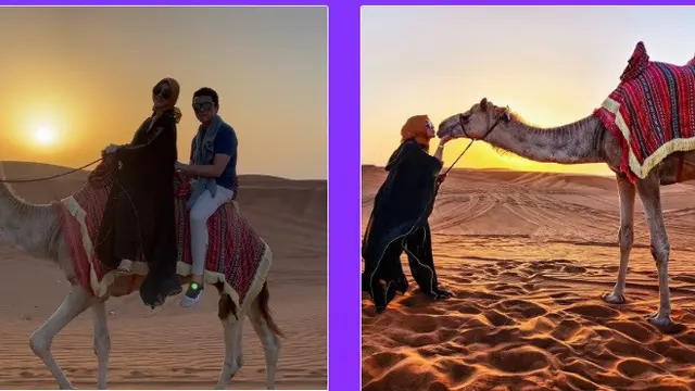 Syahrini Pose Ingin Cium Mukhlaf, Ini 6 Momen Sang Penyanyi Bonceng Reino Barack Naik Unta di ...