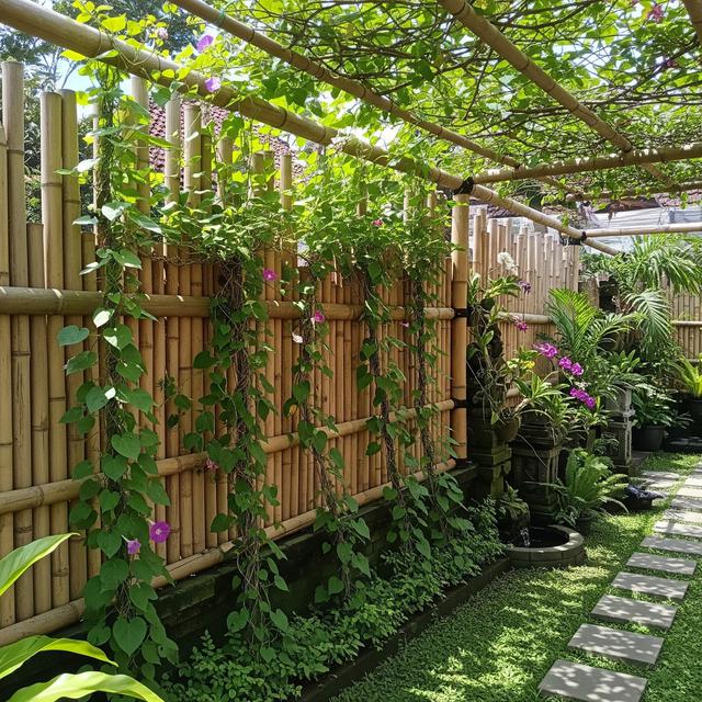 9 Inspirasi Pagar Bambu Multifungsi untuk Kebun Sekaligus Peneduh Halaman