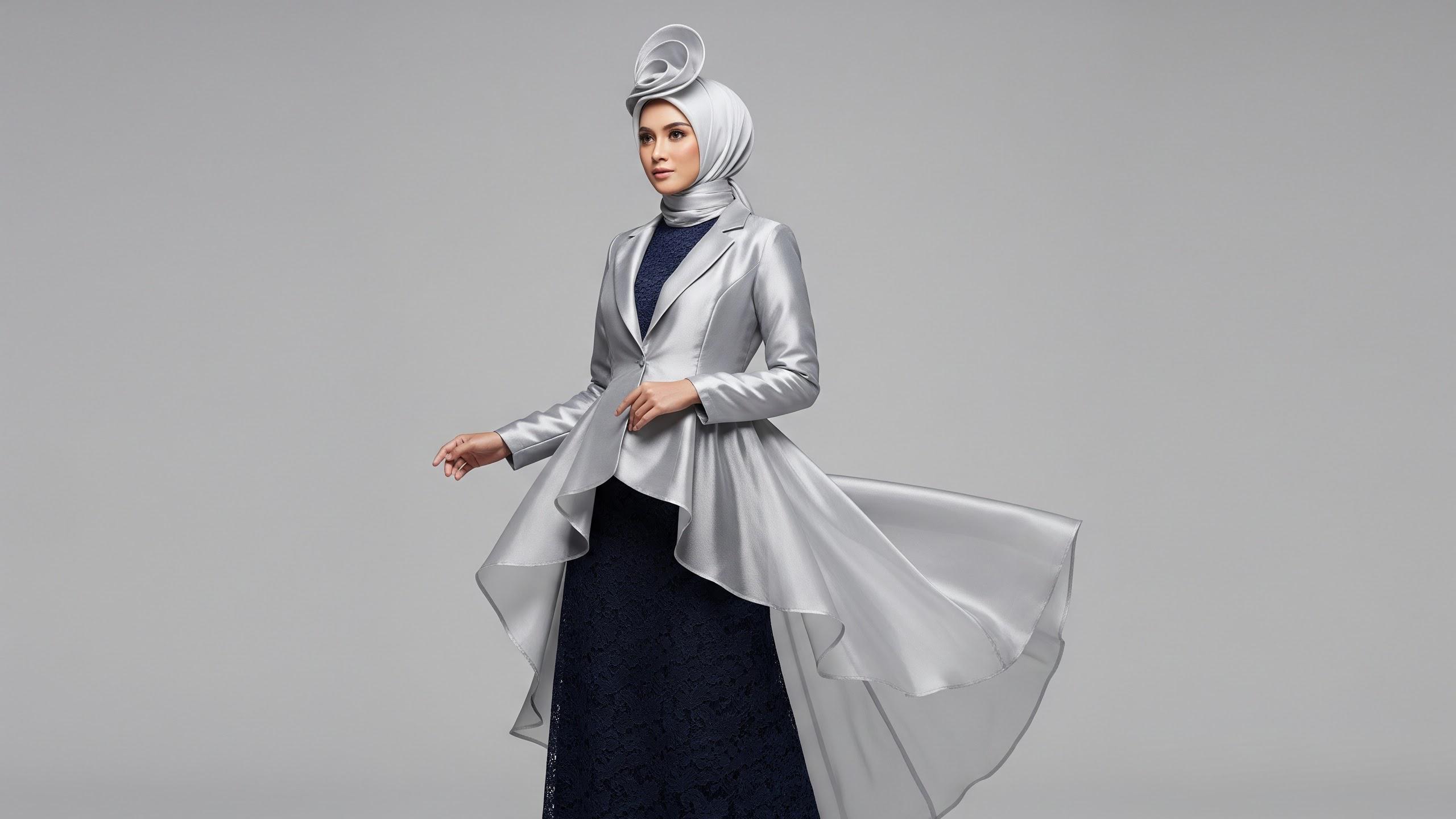 7 Inspirasi Model Gamis Brokat Kombinasi Blazer Organza untuk Tampilan ...