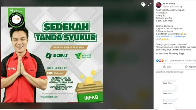 Cek Fakta: Hoaks Baim Wong dan Dompet Dhuafa Bagikan Hadiah Uang ...