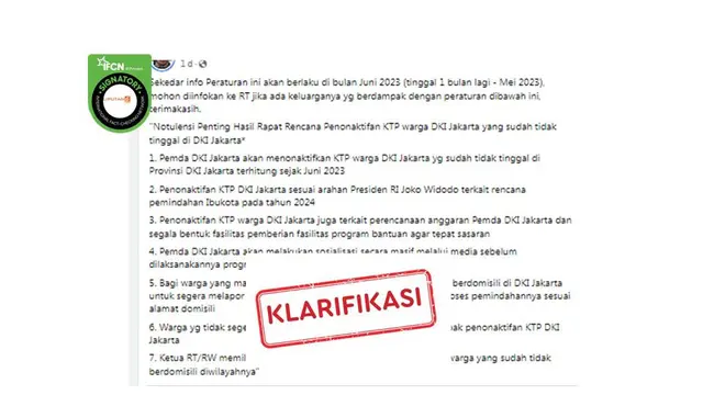 Cek Fakta: Klarifikasi Warga DKI akan Dinonaktifkan KTP-nya Jika Tak ...