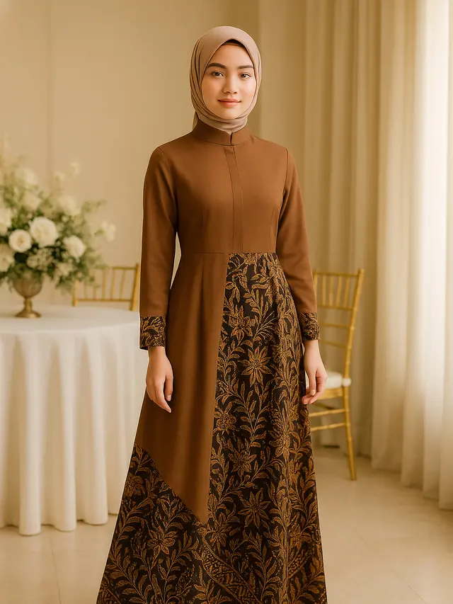8 Model Gamis Batik Kombinasi Kain Polos untuk Remaja Terbaru 2025 ...