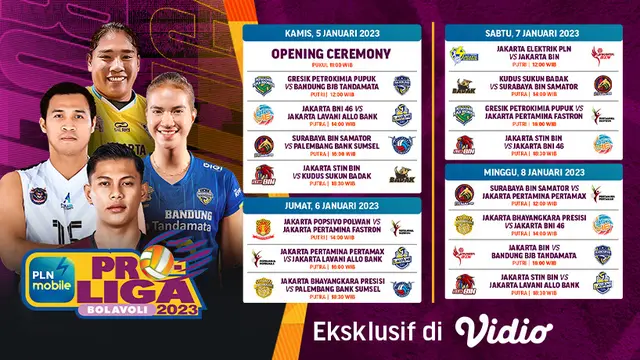 EKSKLUSIF di Vidio, Link Live Streaming Proliga 2023 Pekan Pertama 5 sampai 8 Januari 2023 ...